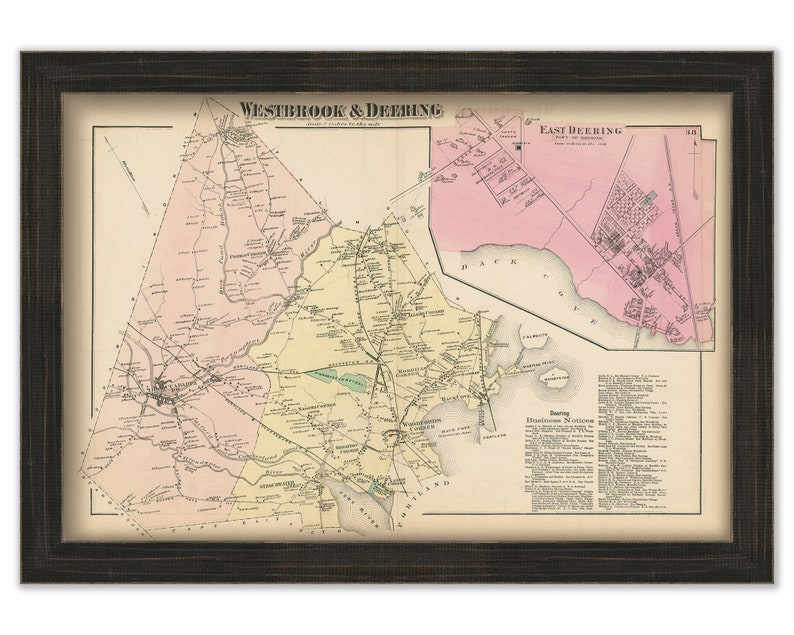 WESTBROOK and DEERING Maine 1871 Map Replica or Genuine - Etsy