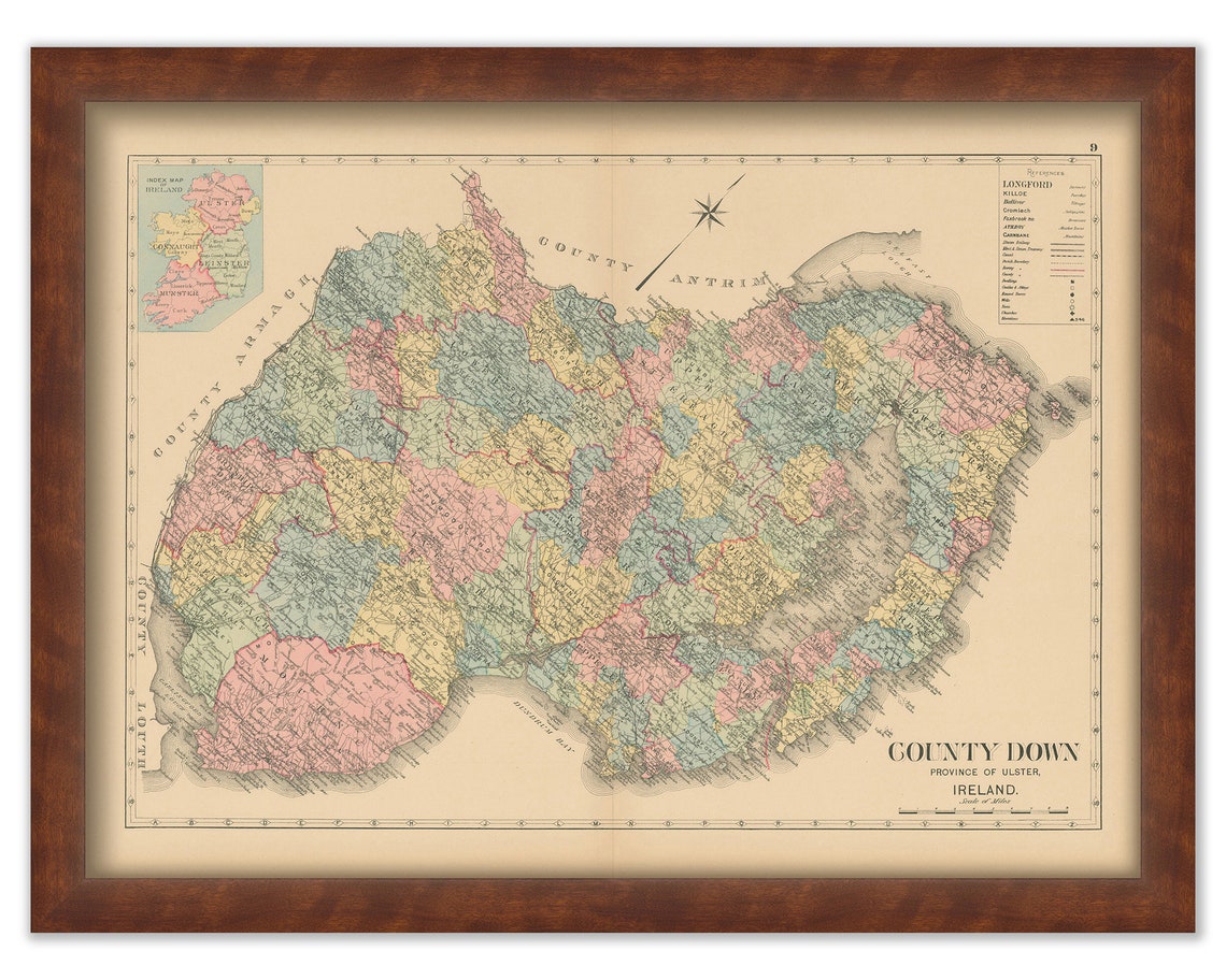 COUNTY DOWN, Ireland 1901 Map - Replica or GENUINE Original - Etsy