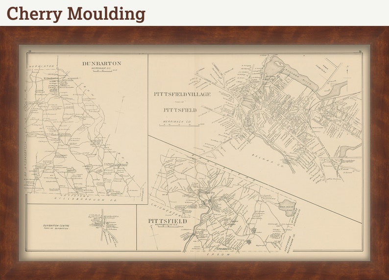 DUNBARTON and PITTSFIELD, New Hampshire 1892 Map, Replica or Genuine ...