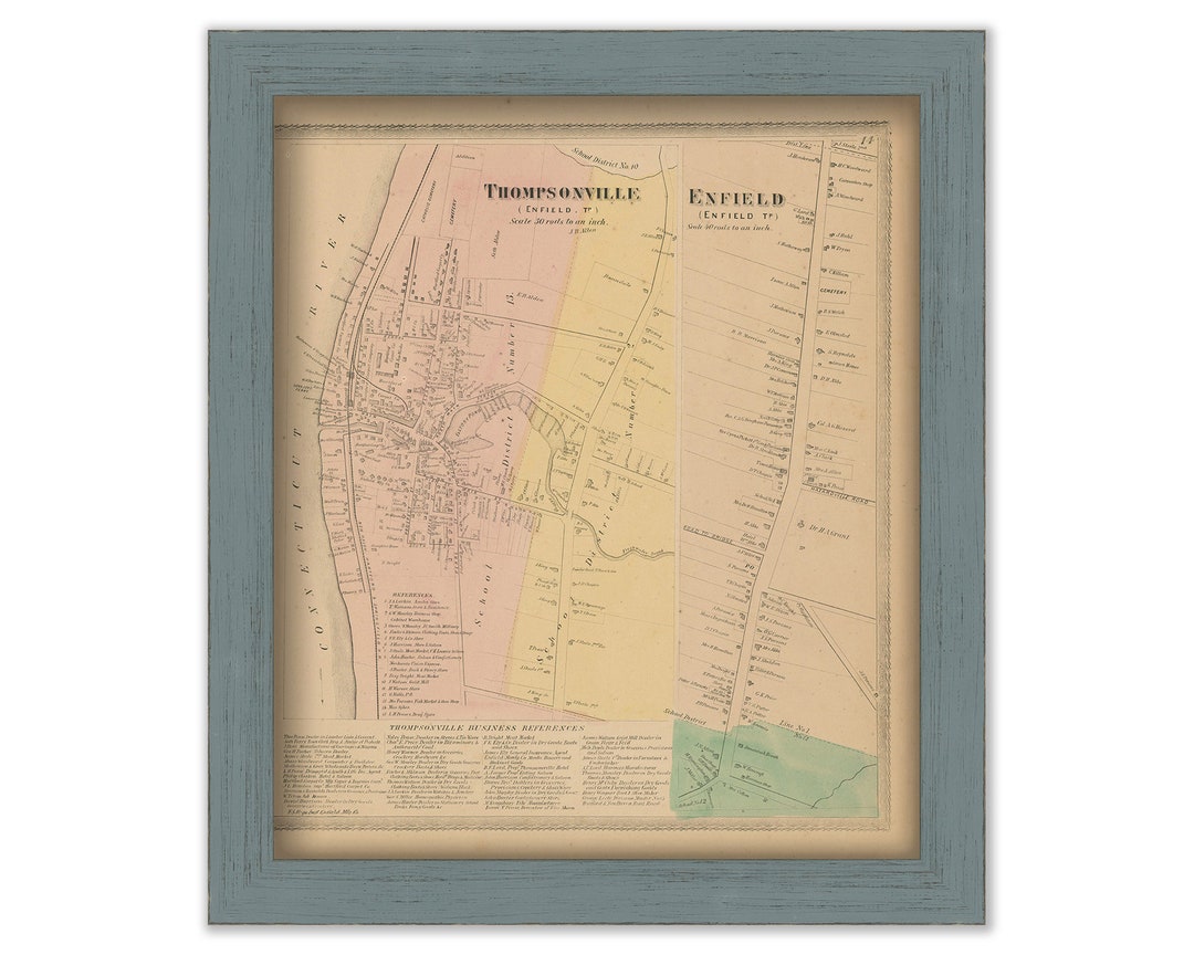 Thompsonville, ENFIELD, Connecticut, 1869 Map, Replica or GENUINE ...