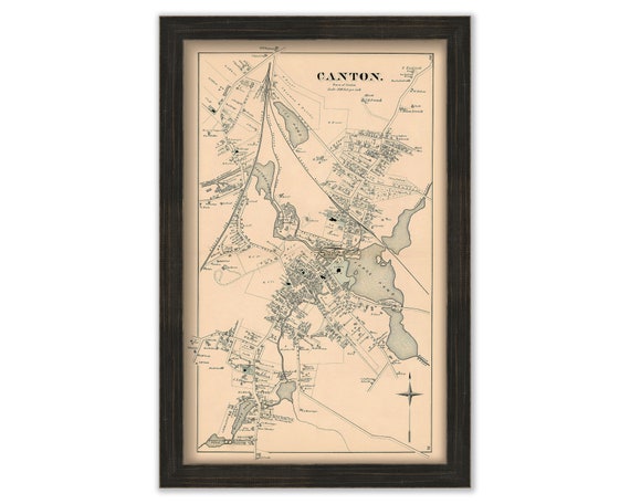 Village of CANTON Massachusetts 1876 Map Replica or GENUINE | Etsy