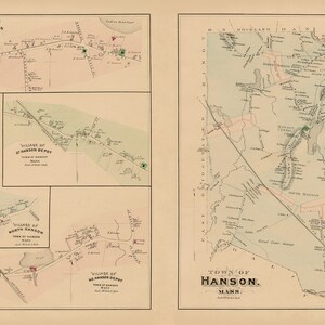 Town of HANSON and VILLAGES, Massachusetts 1879 Map - Replica or ...