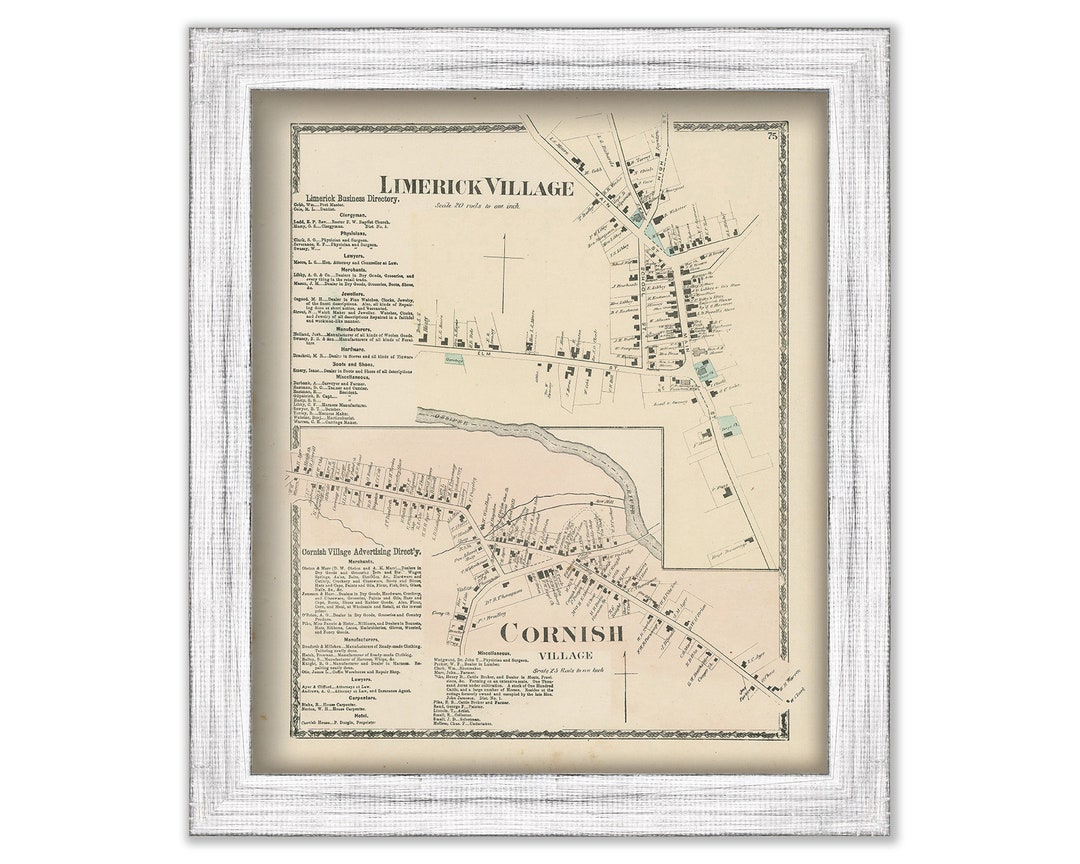 Villages of LIMERICK and CORNISH, Maine 1872 Map - Etsy
