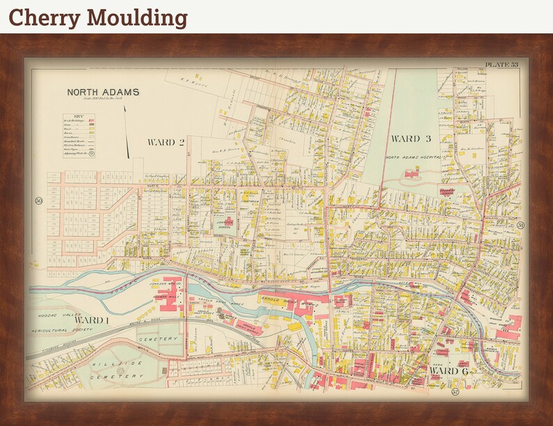 Village of NORTH ADAMS Massachusetts 1904 Map Replica or | Etsy