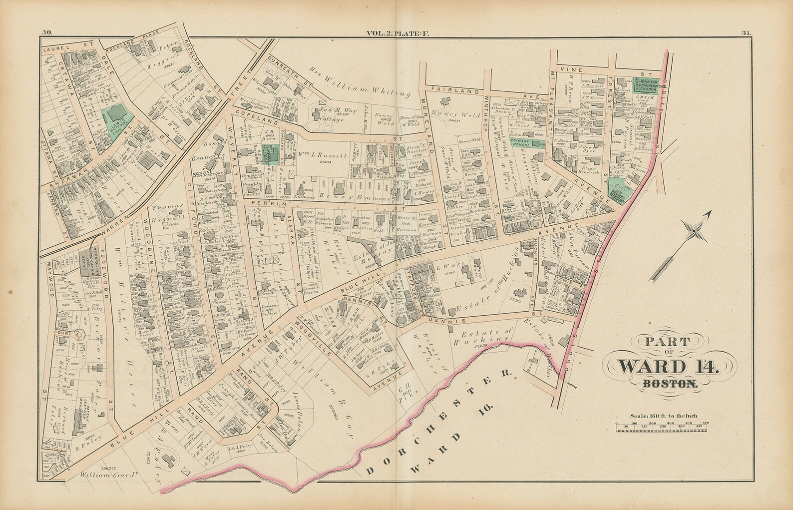 ROXBURY Massachusetts 1873 Map Vol. 2 Plate F Replica or | Etsy
