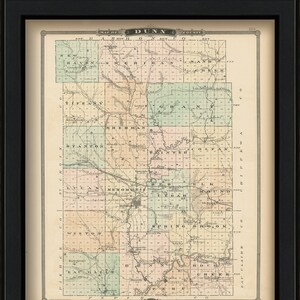 DUNN COUNTY, Wisconsin 1878 Map, Replica or Genuine Original - Etsy
