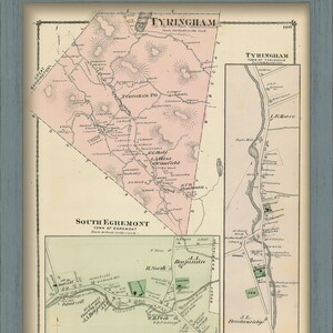 Town of Tyringham, Massachusetts 1876 Map-colored Reproduction - Etsy