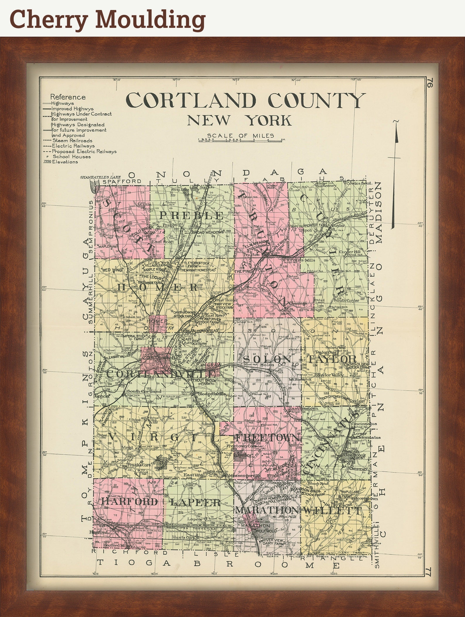 CORTLAND County New York 1912 Map Replica or GENUINE - Etsy