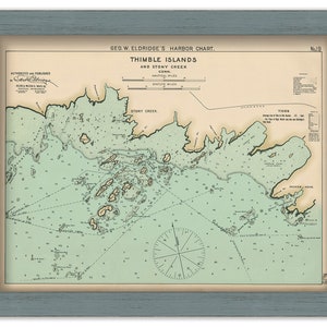 Thimble Islands, Connecticut - Nautical Chart by George W. Eldridge ...