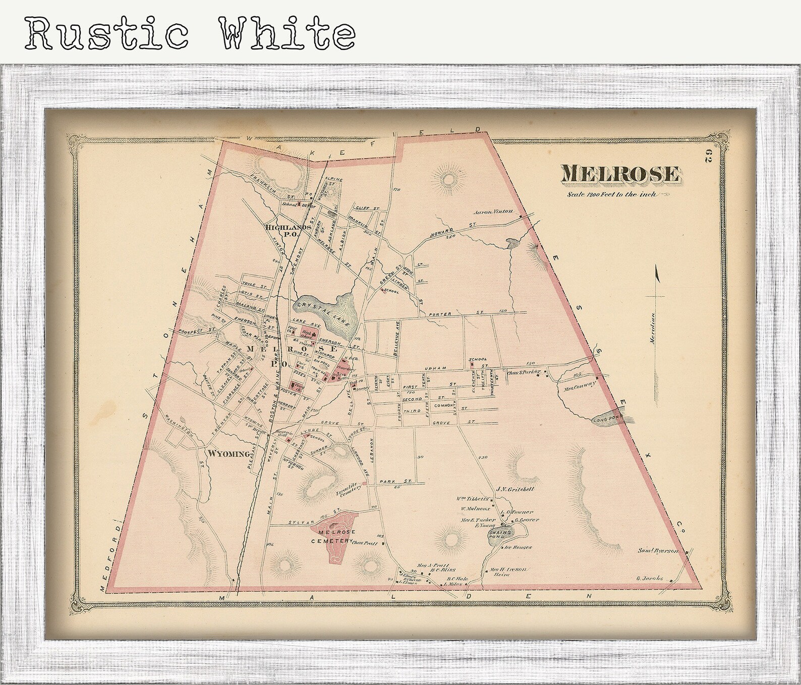 MELROSE, Massachusetts 1875 Map - Replica or Genuine ORIGINAL - Etsy