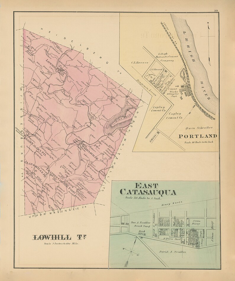 LOW HILL Pennsylvania 1876 Map Replica or Genuine Original - Etsy
