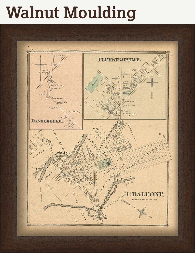 CHALFORT, DANBOROUGH and PLUMSTEADVILLE, Pennsylvania - 1876 Map - Etsy