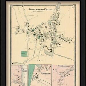 Village of ASHBURNHAM, Massachusetts 1870 Map - Etsy