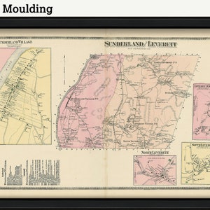 Towns of SUNDERLAND and LEVERETT, Massachusetts 1871 Map - Replica or ...
