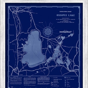 LAKE OSSIPEE, New Hampshire 1958 Nautical Chart Blueprint - Etsy