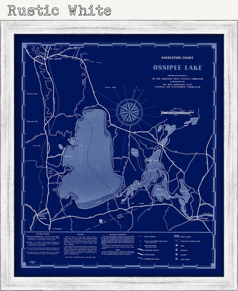 LAKE OSSIPEE New Hampshire 1958 Nautical Chart Blueprint - Etsy