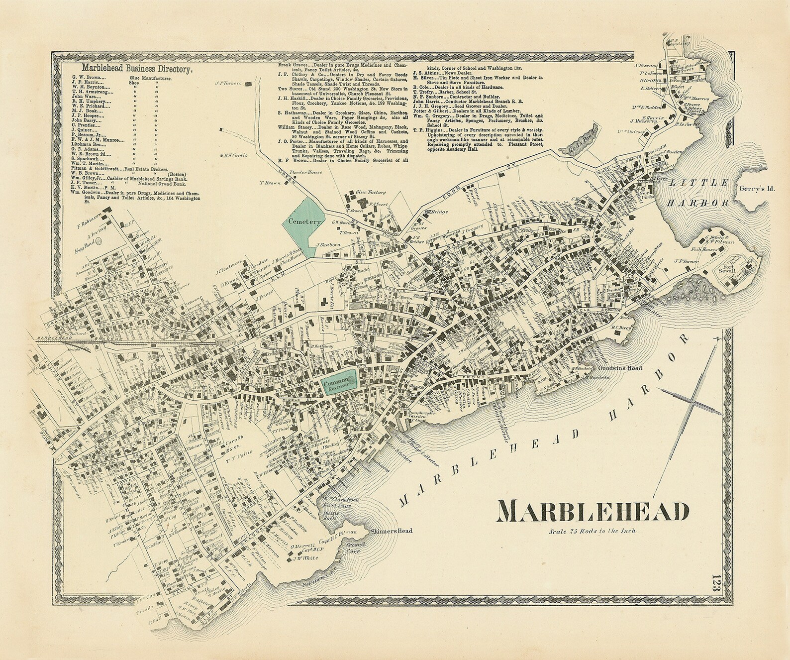 Village of MARBLEHEAD, Massachusetts 1872 Map - Replica or Genuine ...