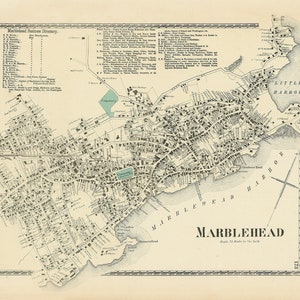 Village of MARBLEHEAD, Massachusetts 1872 Map - Replica or Genuine ...