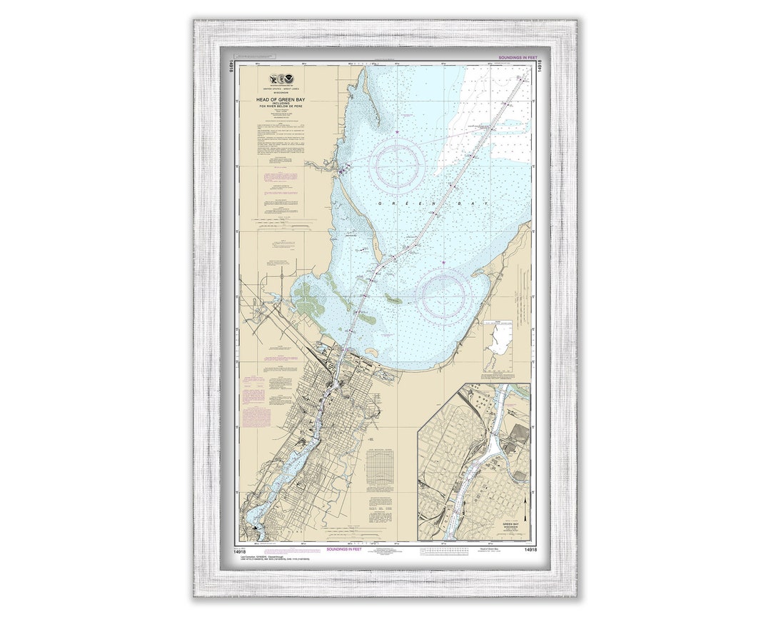 GREEN BAY, Wisconsin - 2015 Nautical Chart by NOAA - Etsy