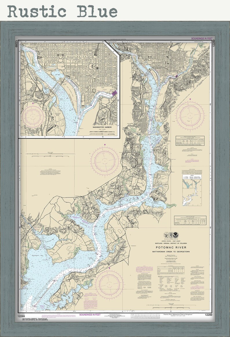 WASHINGTON DC and Potomac River 2015 Nautical Chart - Etsy