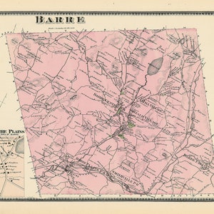Town of BARRE, Massachusetts 1870 Map - Etsy