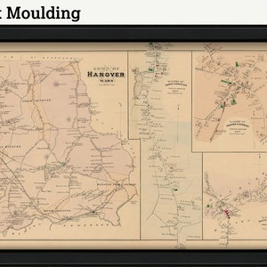 Town of HANOVER and VILLAGES, Massachusetts 1879 Map - Replica or ...