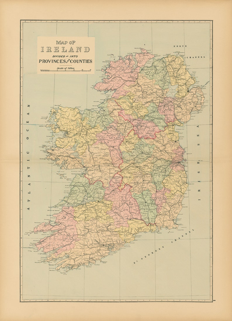 MAP of IRELAND 1901 - Replica or Genuine Original - Etsy
