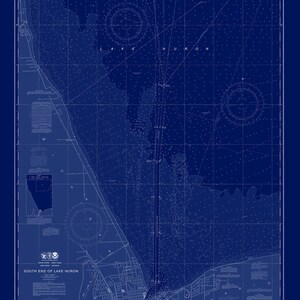 PORT HURON, Michigan - 2014 Nautical Chart Blueprint - Etsy