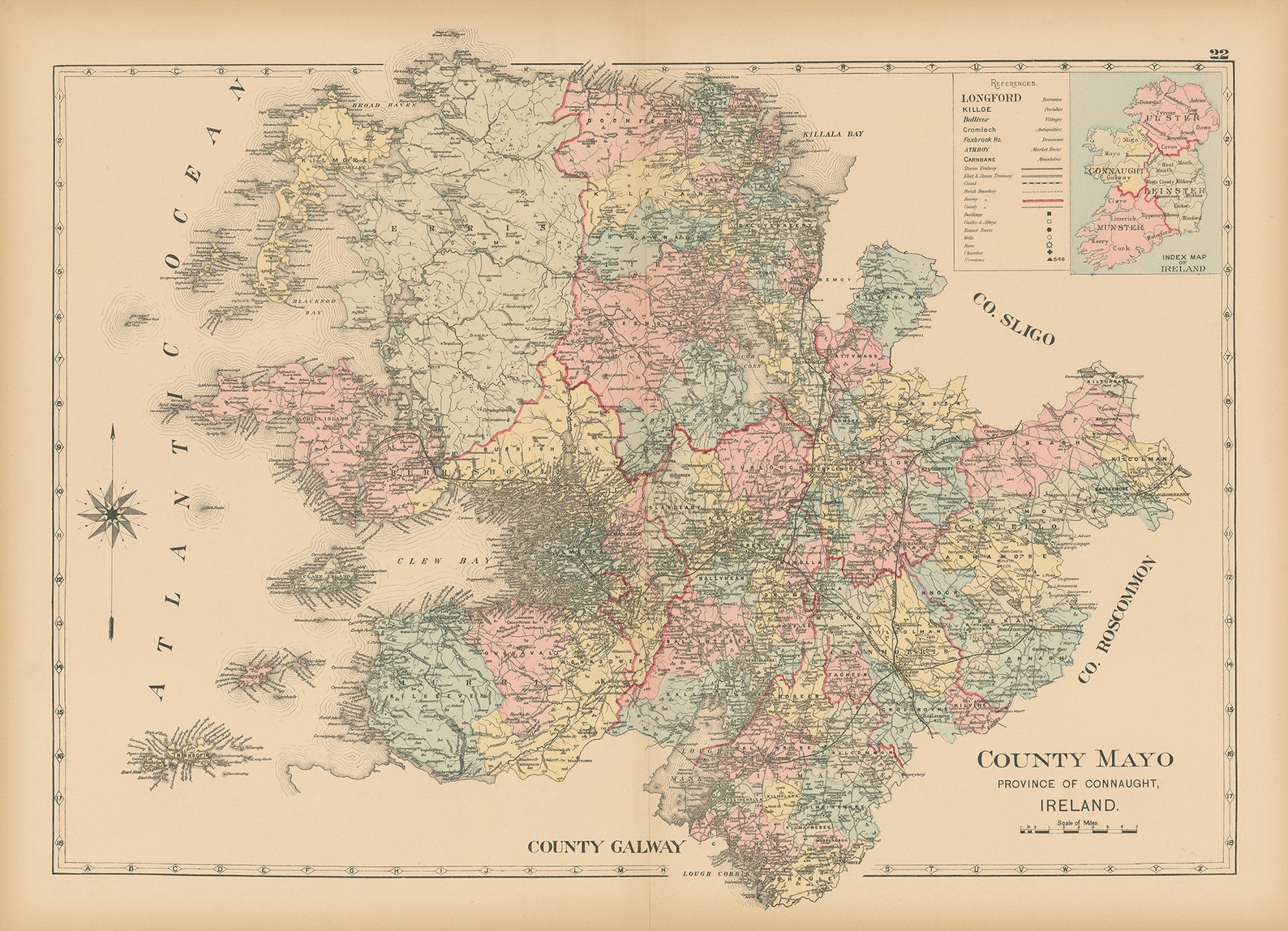 COUNTY MAYO, Ireland 1901 Map - Replica or GENUINE Original - Etsy