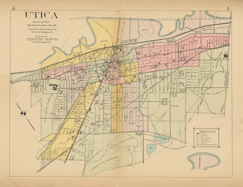 UTICA New York 1907 Map - Etsy