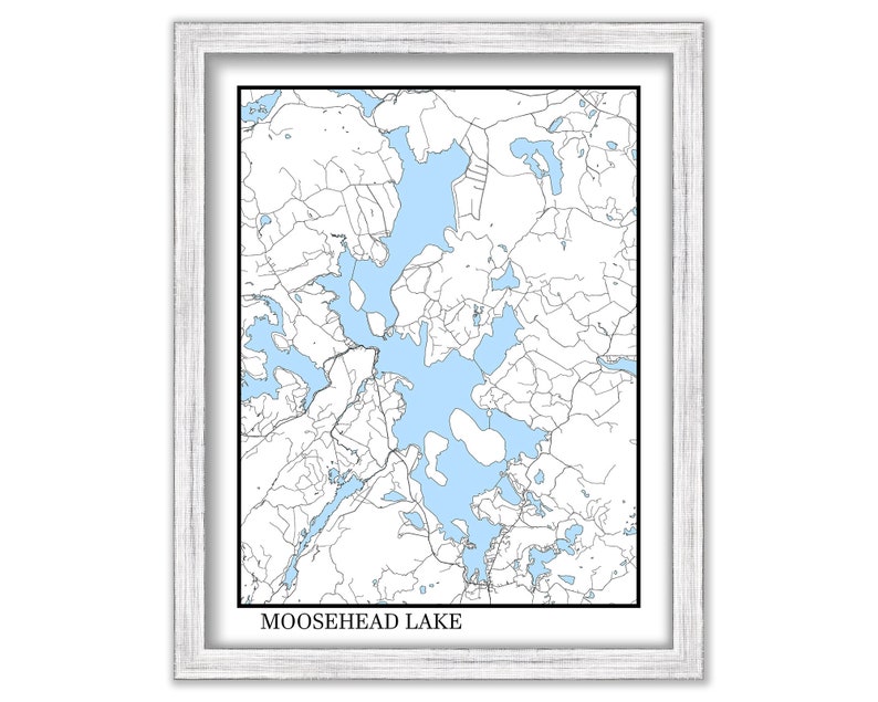 MOOSEHEAD LAKE Maine Contemporary Map Poster | Etsy