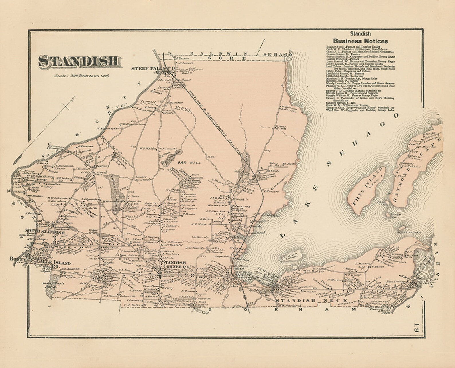 STANDISH, Maine 1871 Map, Replica or Genuine ORIGINAL - Etsy