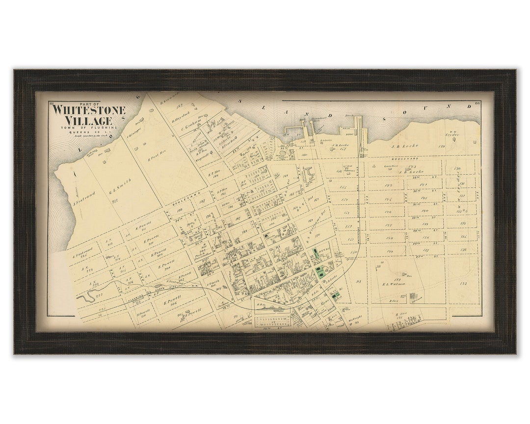 Whitestone Village, Flushing, New York 1873 Map, Replica and GENUINE ...