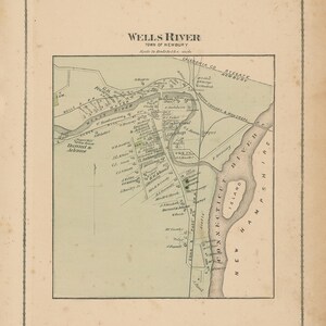 Village of WELLS RIVER, Newbury, Vermont 1877 Map - Replica or Genuine ...