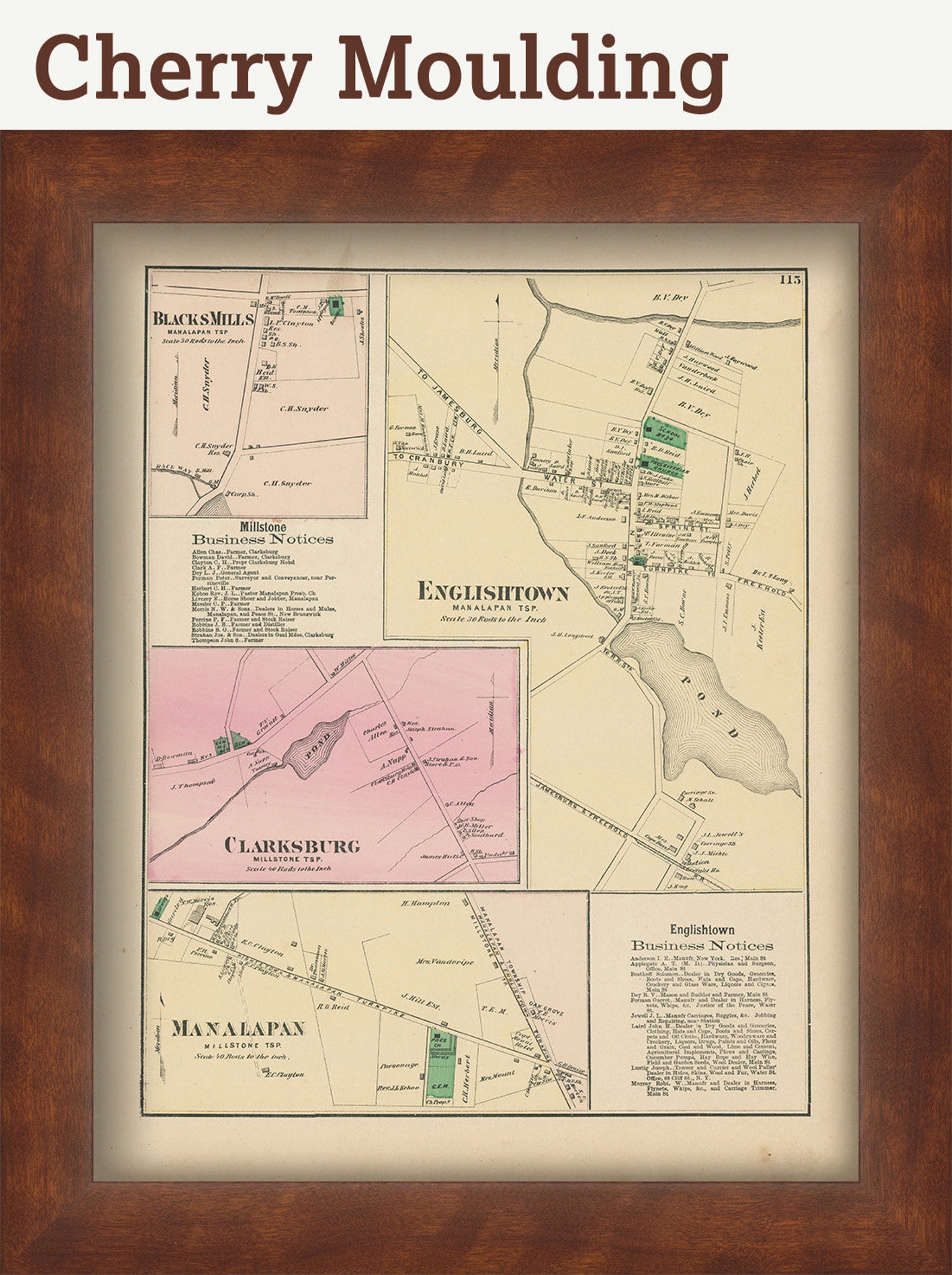 Village of ENGLISHTOWN, New Jersey 1873 Map - Replica or Genuine ...