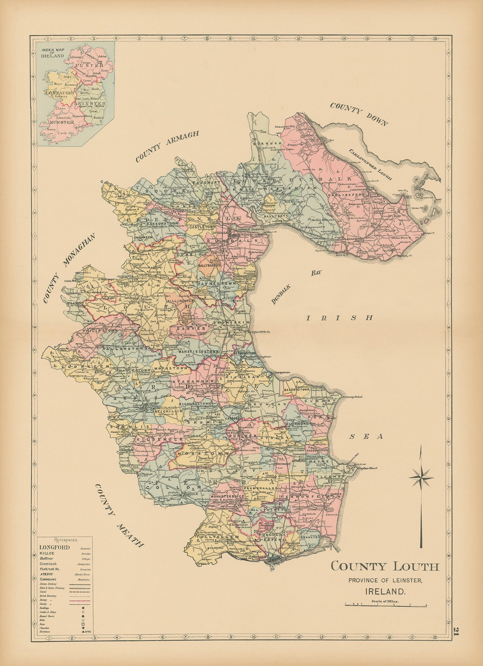 COUNTY LOUTH Ireland 1901 Map Replica or Genuine ORIGINAL - Etsy