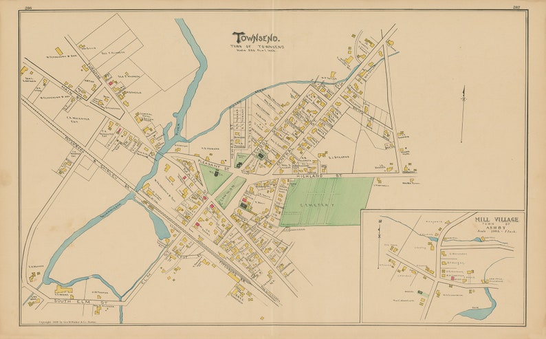 TOWNSEND, Massachusetts 1889 Map - Replica or Genuine ORIGINAL - Etsy