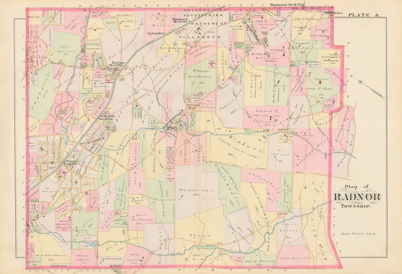 RADNOR, Pennsylvania - 1892 Map - Etsy