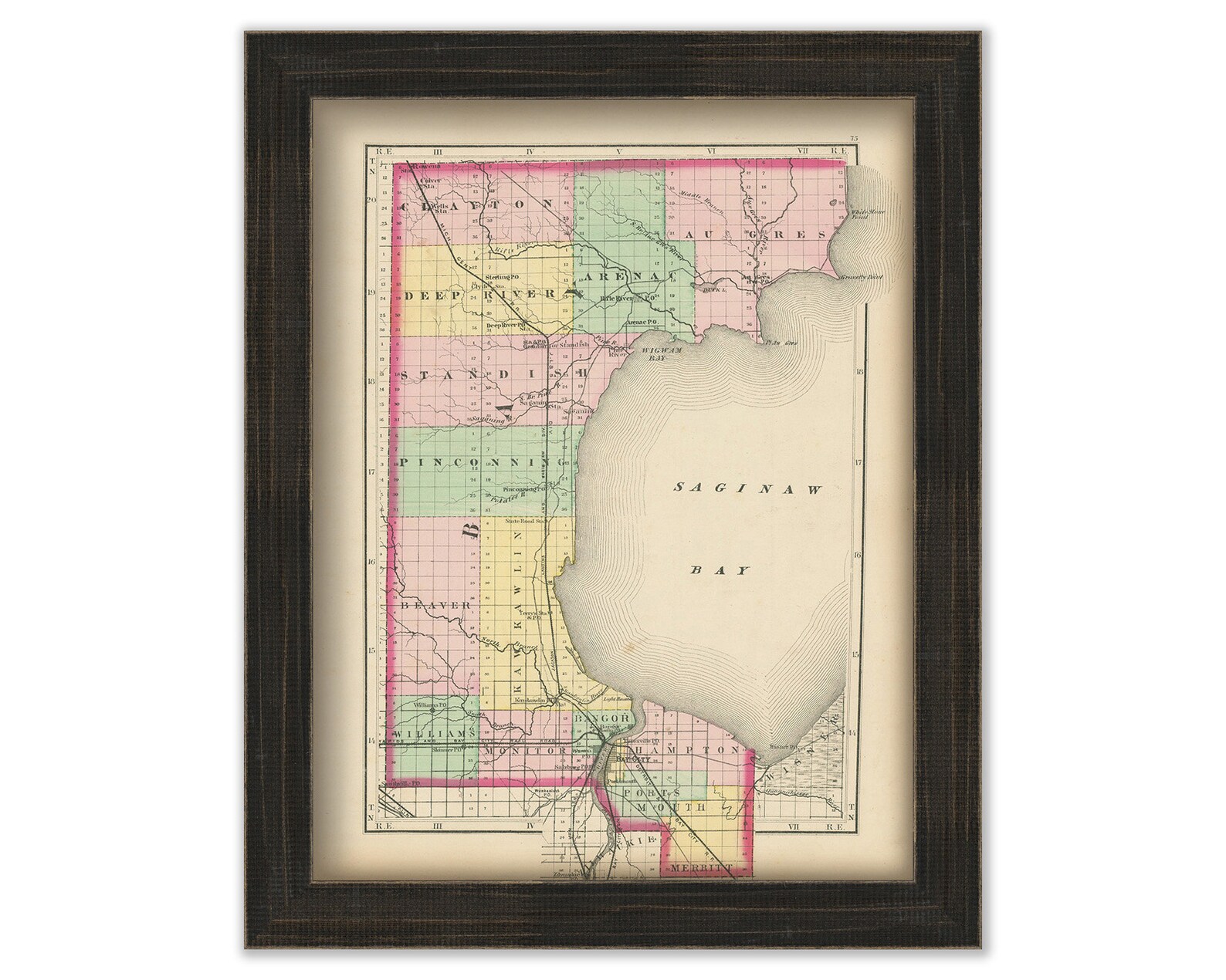 BAY COUNTY Michigan 1873 Map Replica or Genuine Original - Etsy UK