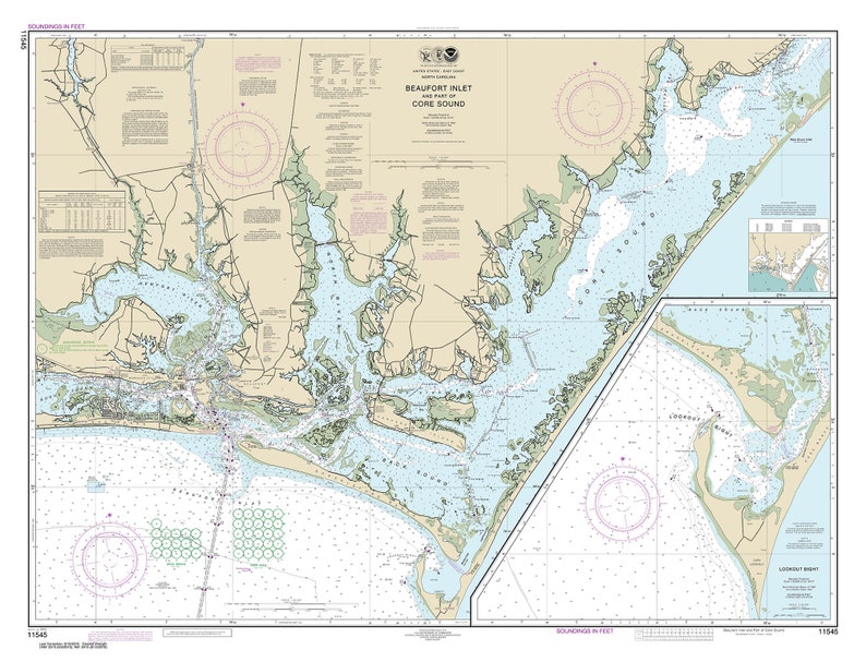 BEAUFORT INLET, North Carolina - 2015 Nautical Chart - Etsy