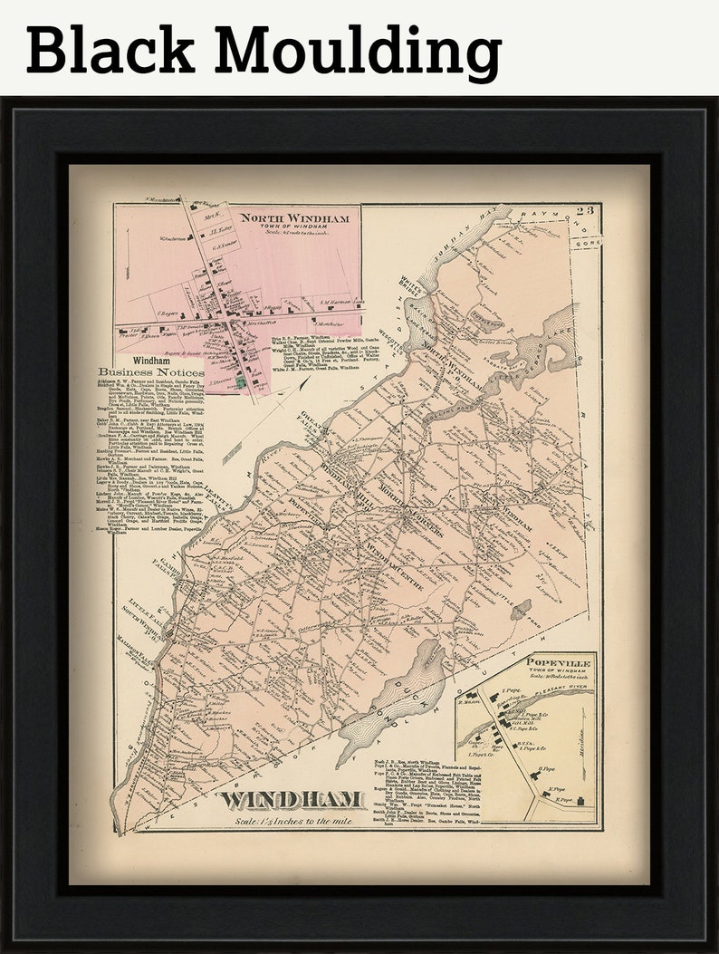 WINDHAM Maine 1871 Map Replica or Genuine ORIGINAL | Etsy