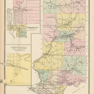 TREMPEALEAU COUNTY, Wisconsin 1878 Map, Replica or Genuine Original - Etsy