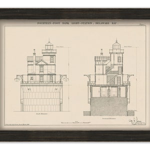 FOURTEEN FOOT BANK Lighthouse, Delaware - Drawing and Plan of the ...