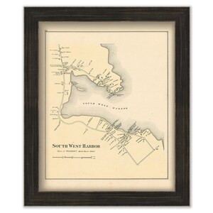 SOUTH WEST HARBOR, Maine 1881 Map, Replica or Genuine Original - Etsy
