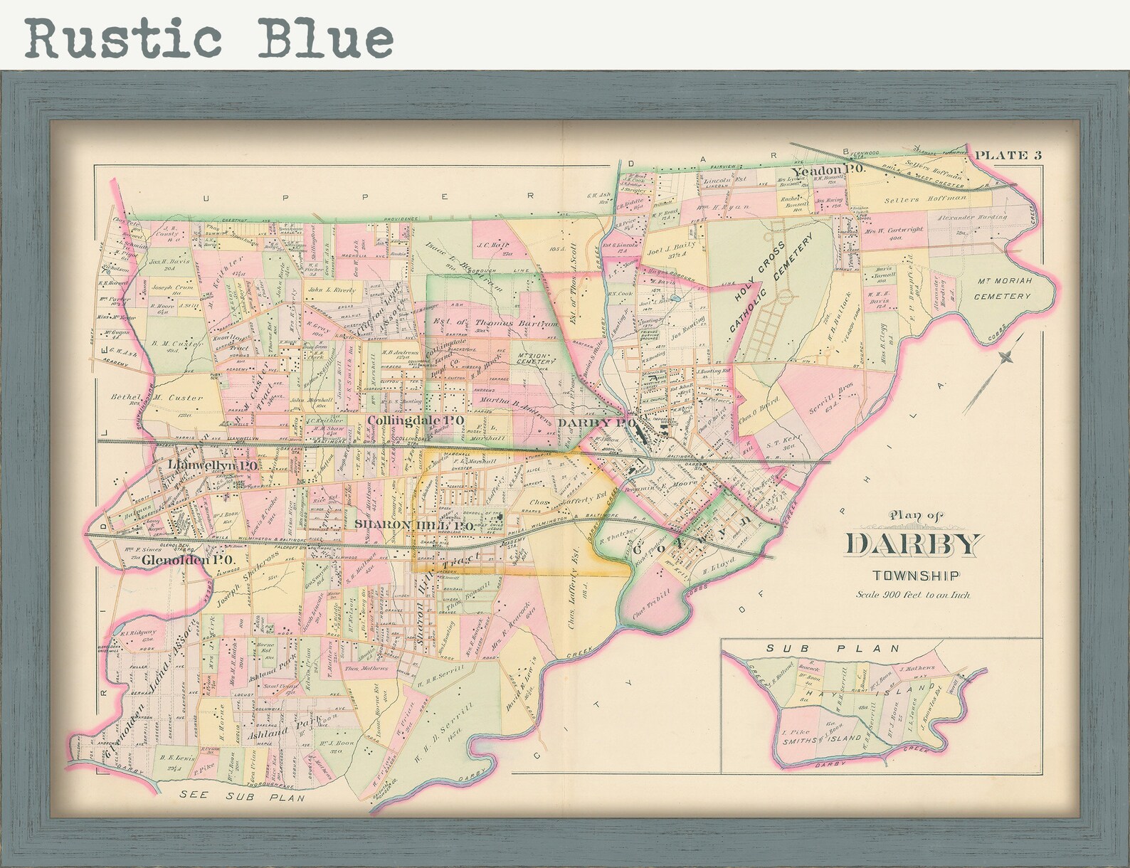 DARBY Pennsylvania 1892 Map | Etsy