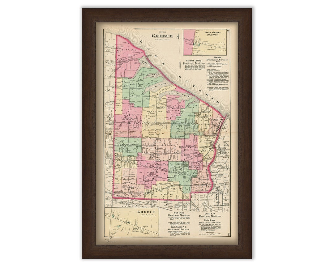 Town of GREECE, New York 1872 Map - Etsy