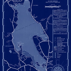 NEWFOUND LAKE, New Hampshire 1961 Nautical Chart Blueprint - Etsy