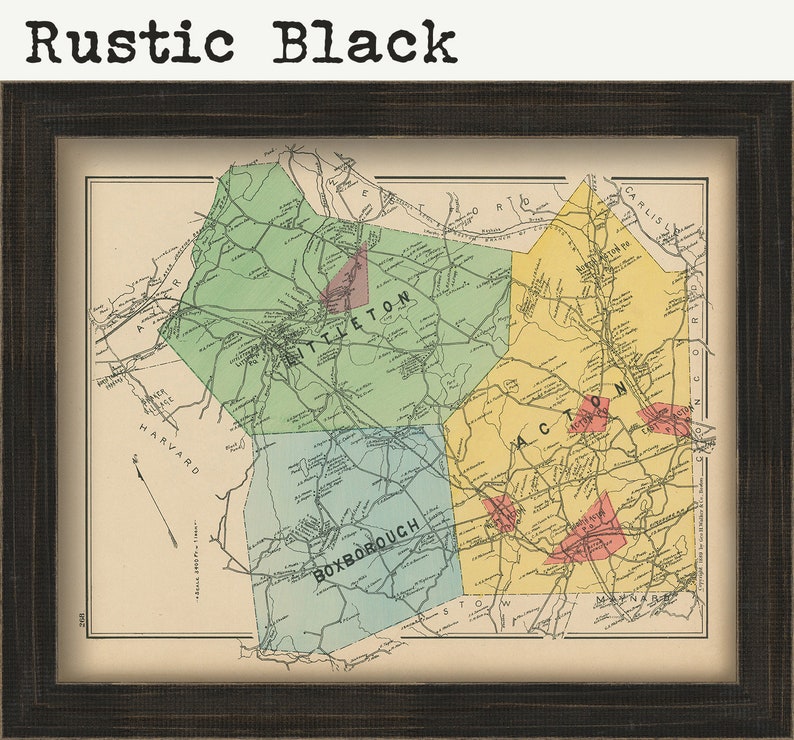 ACTON LITTLETON and BOXBOROUGH Massachusetts 1889 Map | Etsy