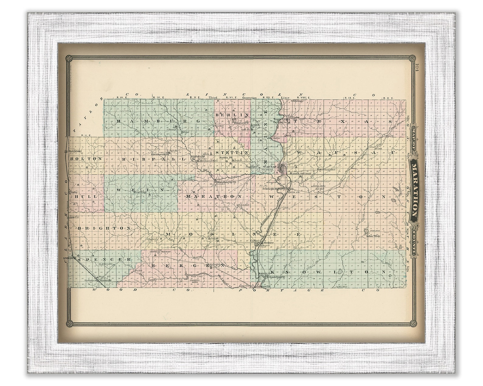 MARATHON COUNTY, Wisconsin 1878 Map, Replica or Genuine Original - Etsy