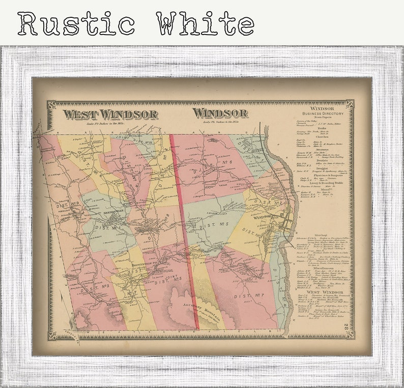 WINDSOR and WEST WINDSOR Windsor County Vermont 1869 Map - Etsy